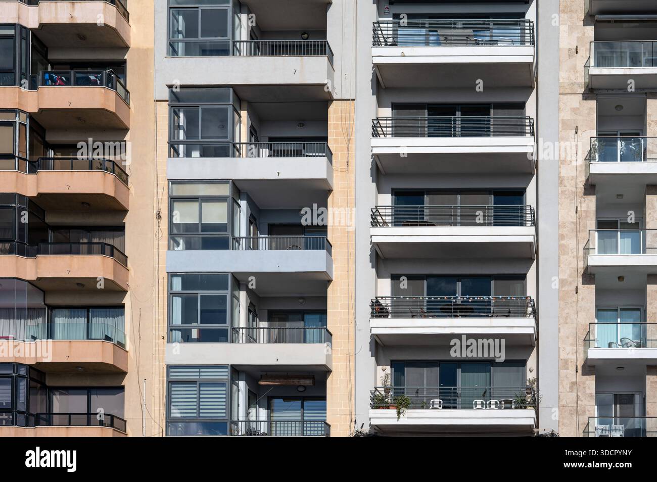 Modern apartment buildings at TignÃ Point in Sliema, showcasing ...