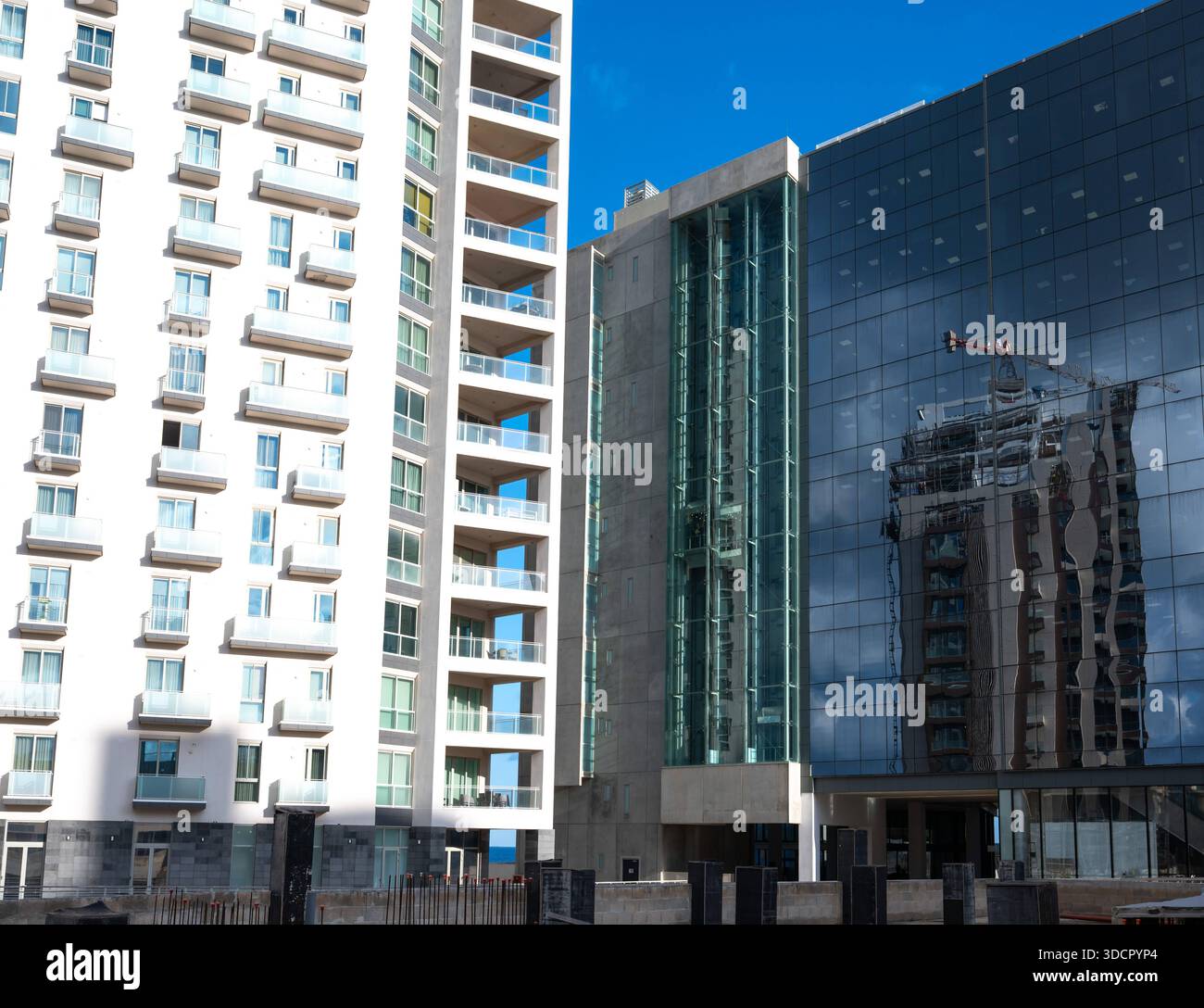 Modern luxury apartment buildings at the TignÃ Point renovation site ...