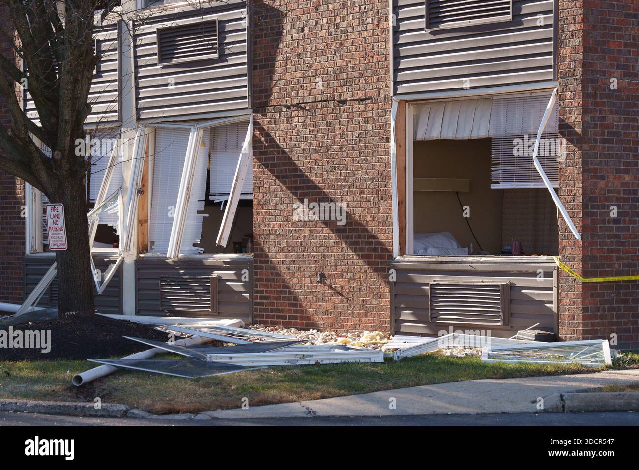 Rubble and debris cover the ground around Bristol Health & Rehab Center ...