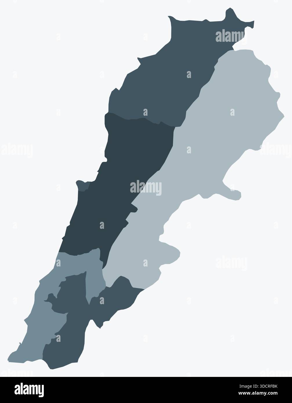 Map of Lebanon with regions. Just a simple country border map with ...