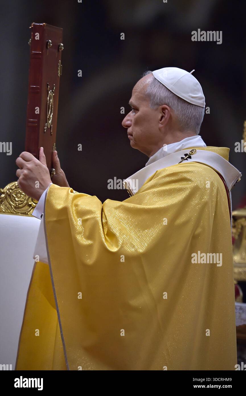 VATICAN CITY, VATICAN - DECEMBER 24: Pope Leo XIV the St. Peter's ...