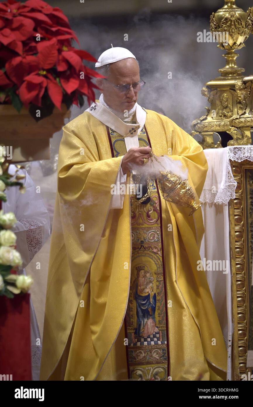 VATICAN CITY, VATICAN - DECEMBER 24: Pope Leo XIV the St. Peter's ...