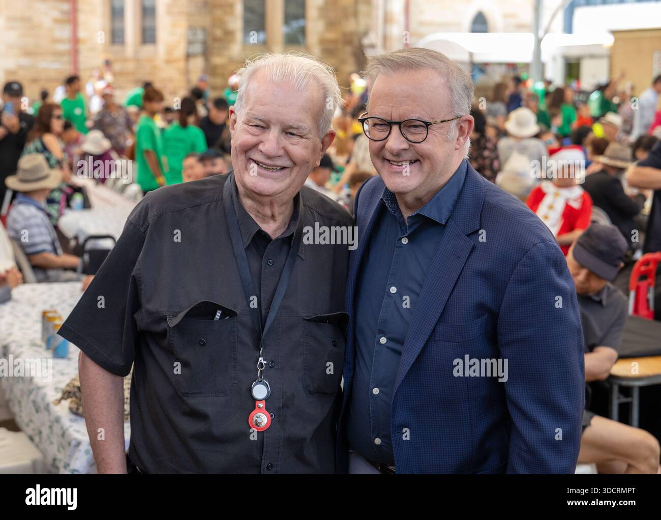 Rev Bill Crews and Prime Minister Anthony Albanese during a Christmas ...