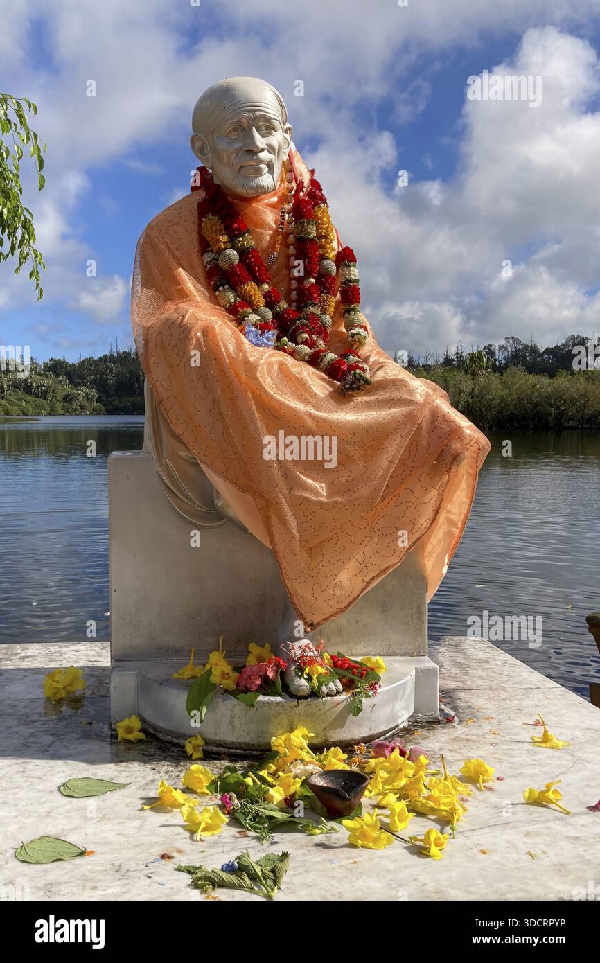 Statue of Indian spiritual master Hindu monk Shirdi Sai Baba, stands on ...