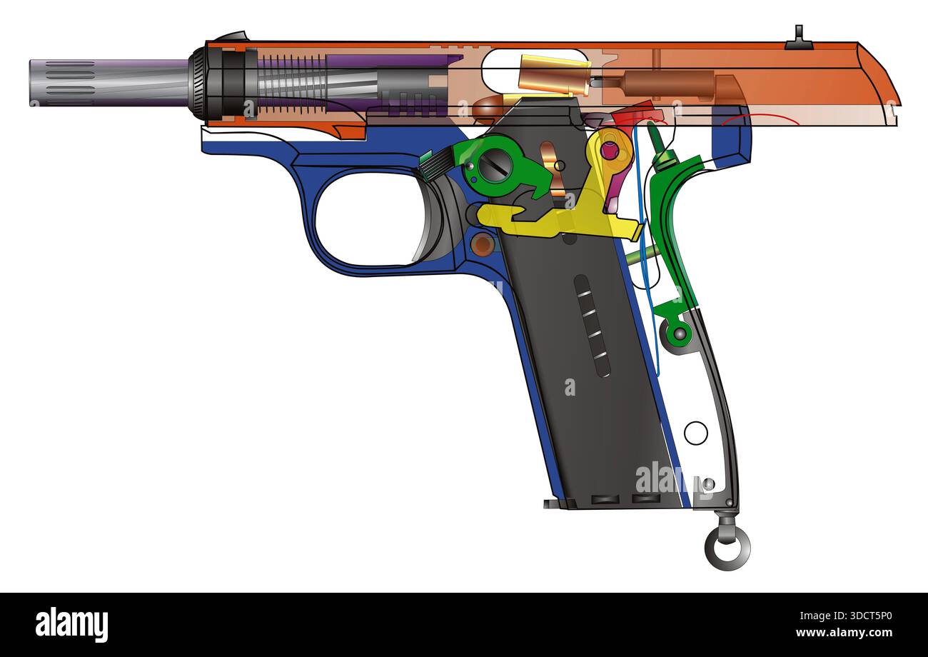 French MAB Model D semi-automatic pistol, classic mid-20th century ...