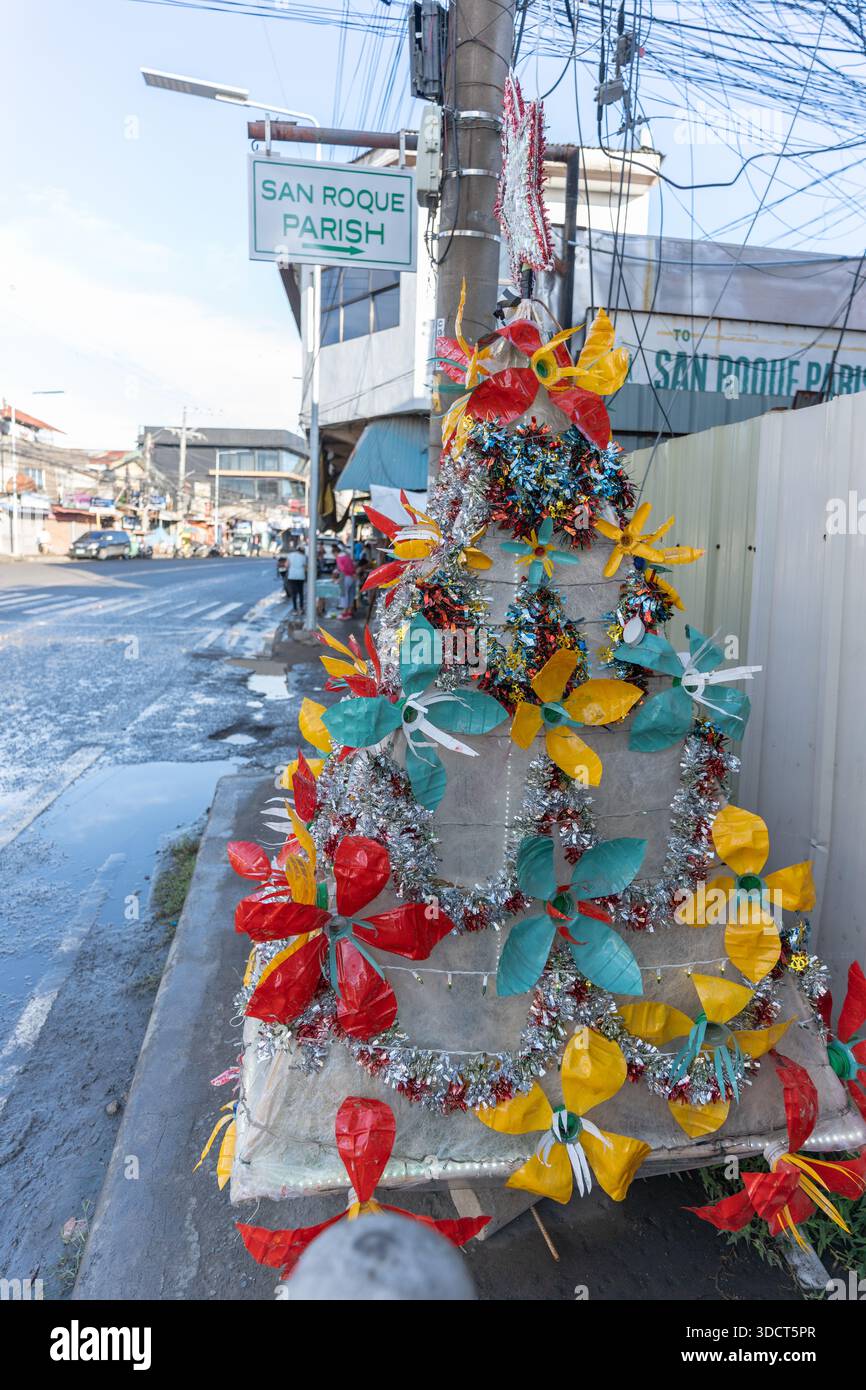 A creative Christmas Tree along a Cebu Street in the Philippines. The ...