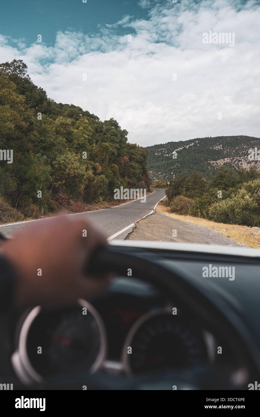 Pov driving through forest road hi-res stock photography and images - Alamy