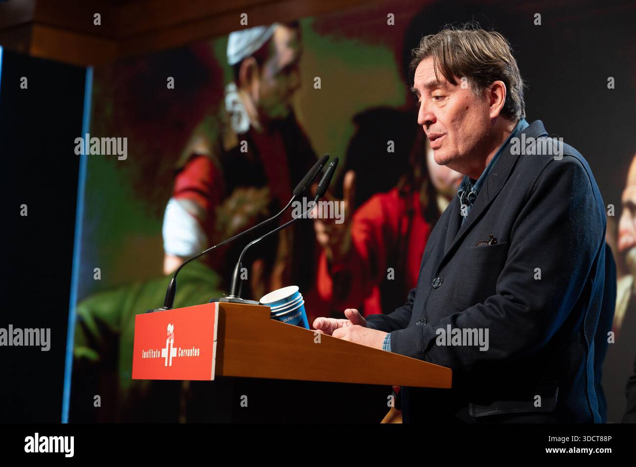 Luis García Montero speaks during the Christmas Eve dinner for homeless ...
