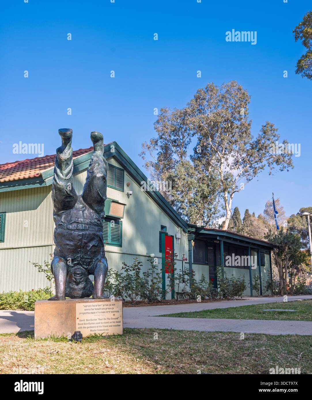 Statue of David Ben-Gurion performing a headstand in front of his ...