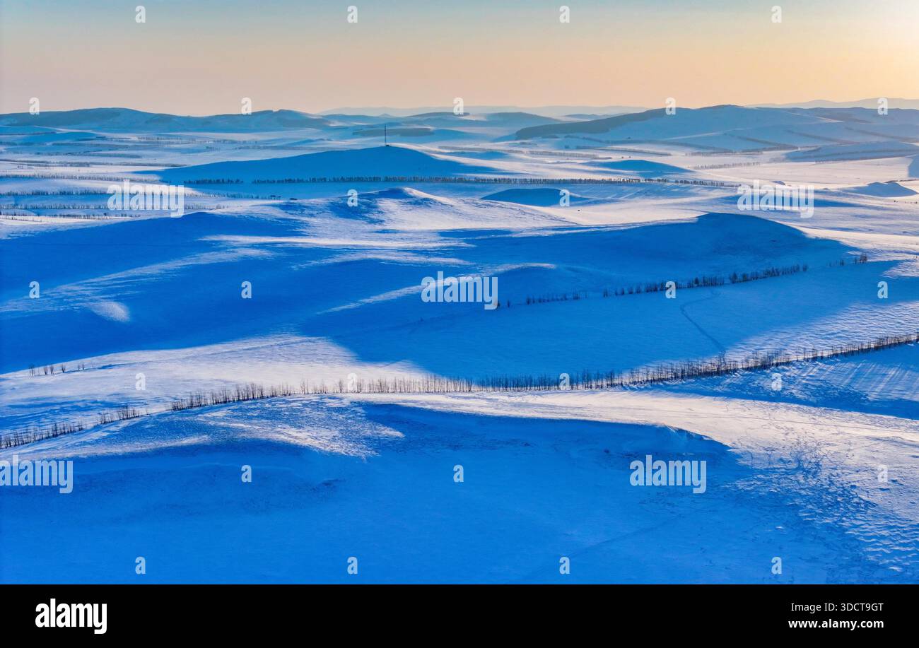 ERGUN, CHINA - DECEMBER 25, 2025 - Snowy scenery of the Greater Khingan ...