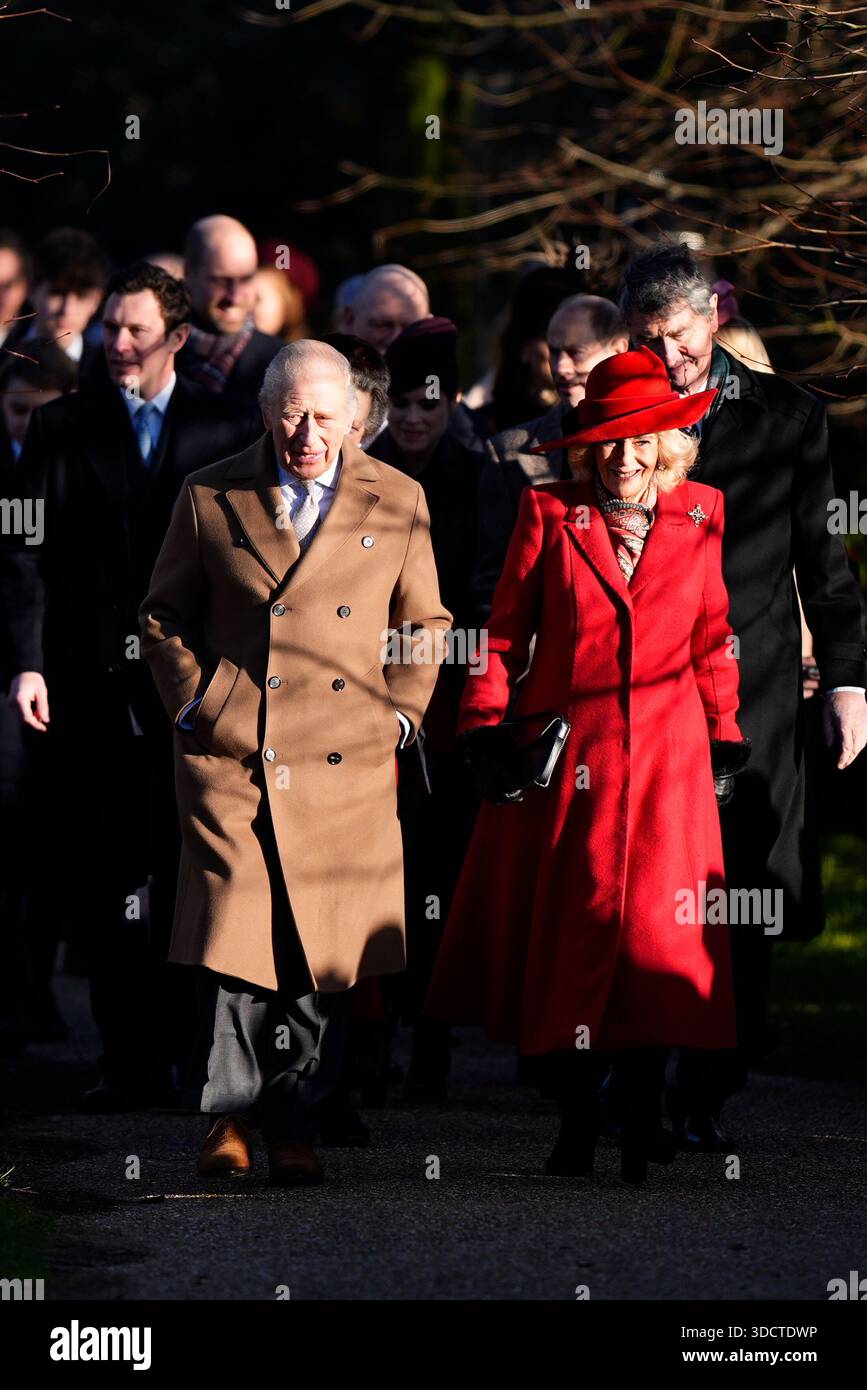 King Charles III and Queen Camilla attending the Christmas Day morning ...