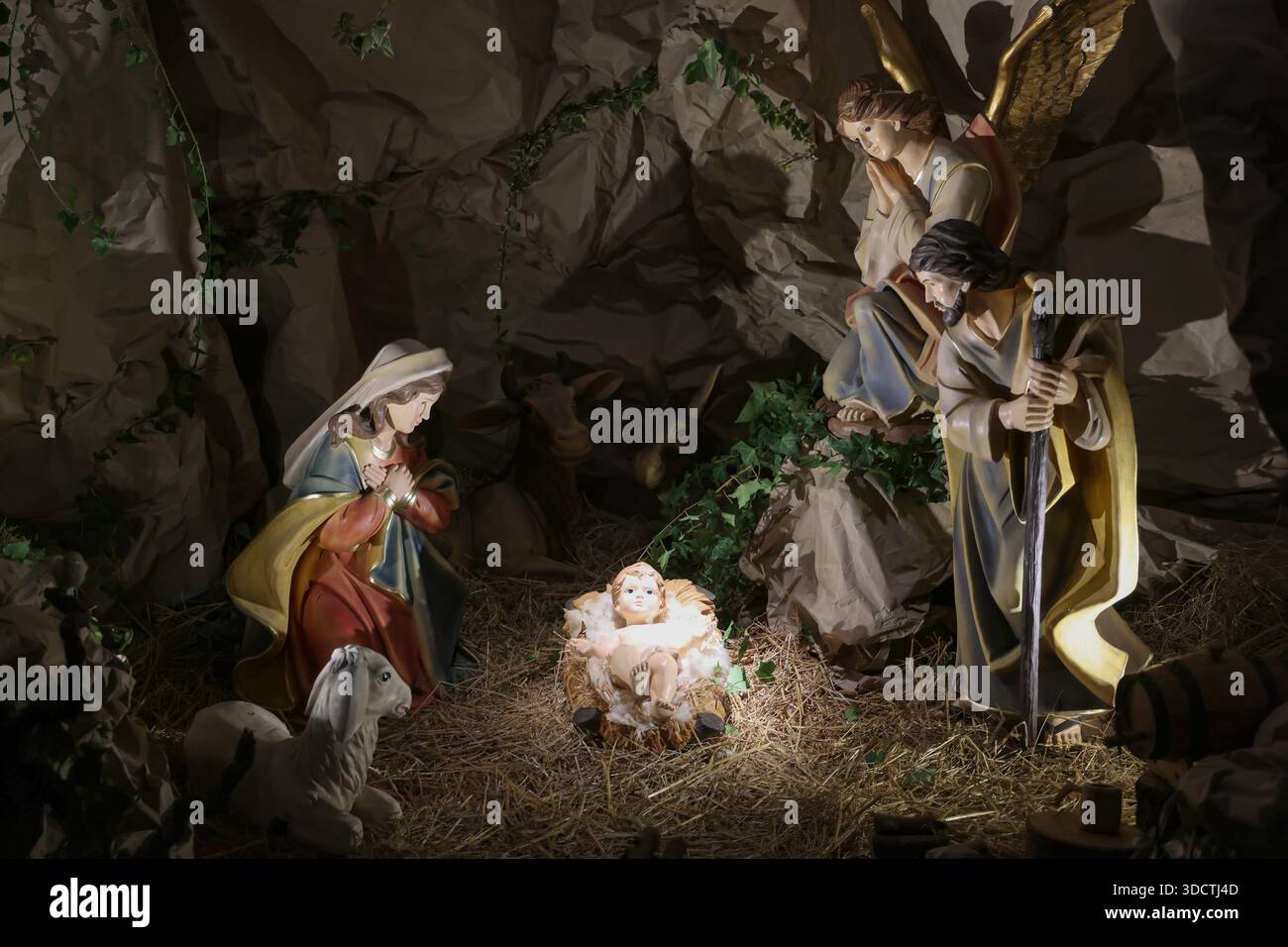 Nativity scene is seen during a Christmas mass at the Cathedral of St ...