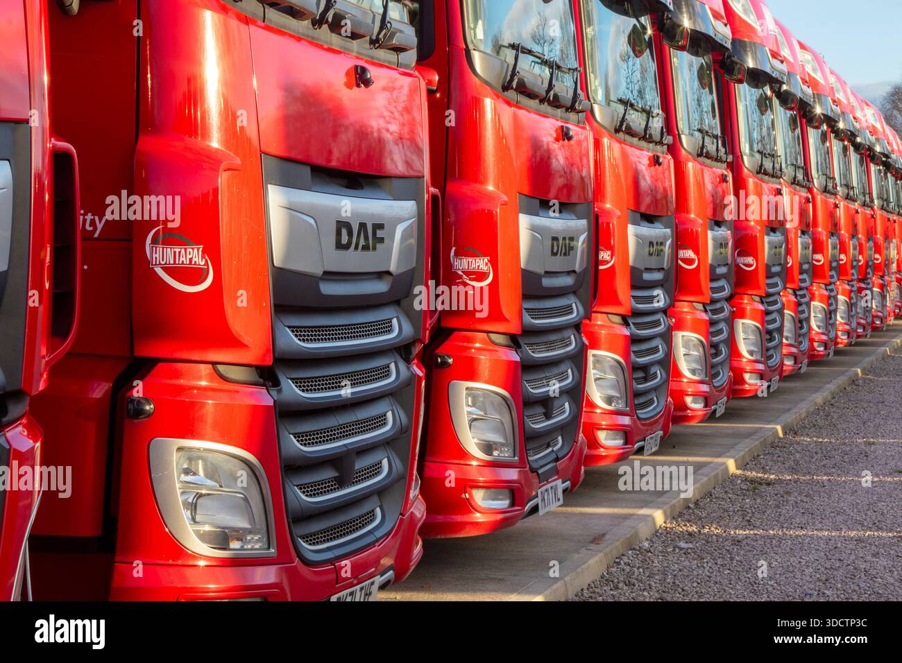 Tarleton, UK 2025 Dec 24: Huntapac Daf 480 trucks parked in hauliers ...
