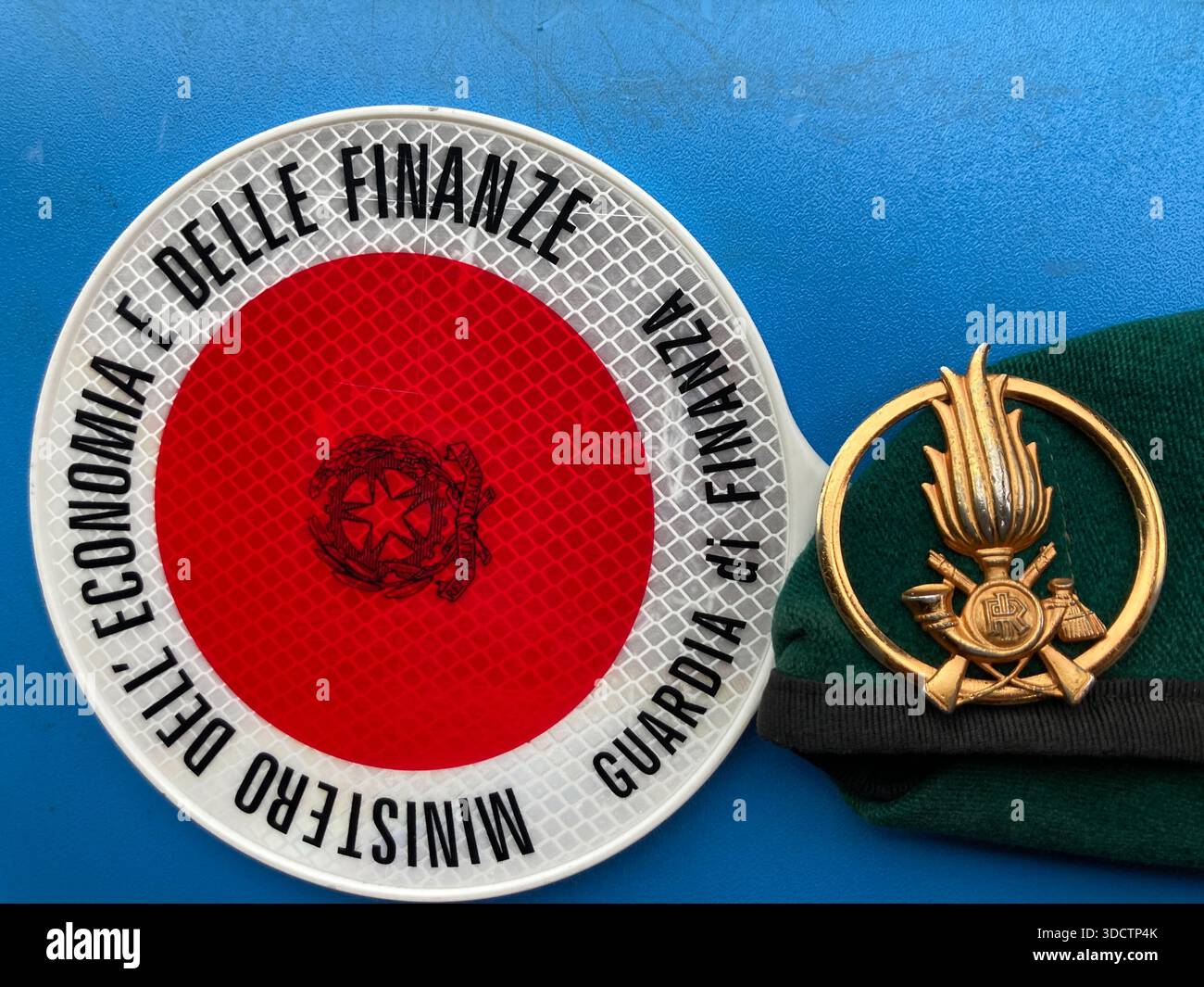 25 December 2025, Italy, Rom: The stop stick and the headgear with a ...