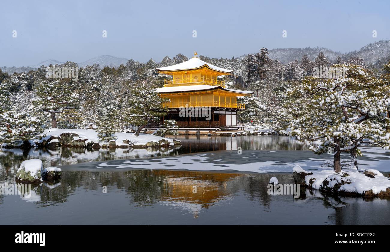 Snowy Kinkaku-ji Temple in winter. Famous tourist attraction in Kyoto ...