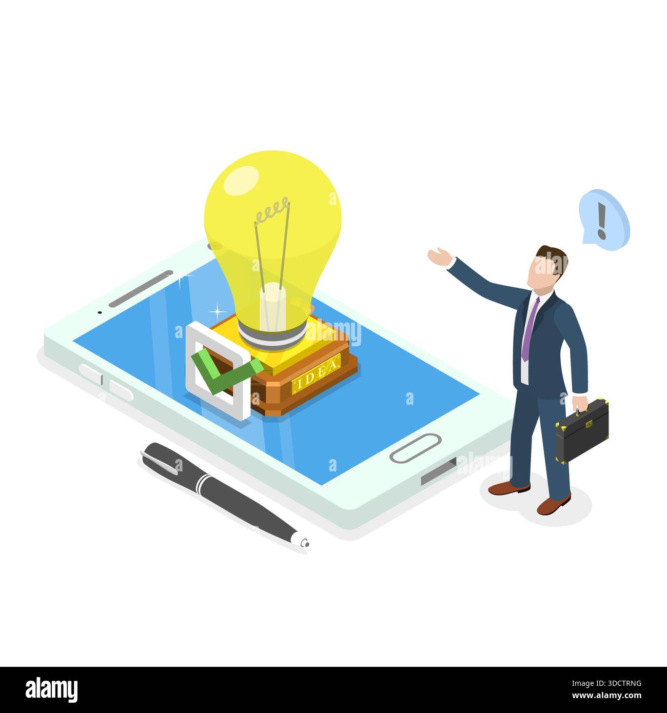 3D Isometric Flat Illustration of Personal Development, Completing Task ...