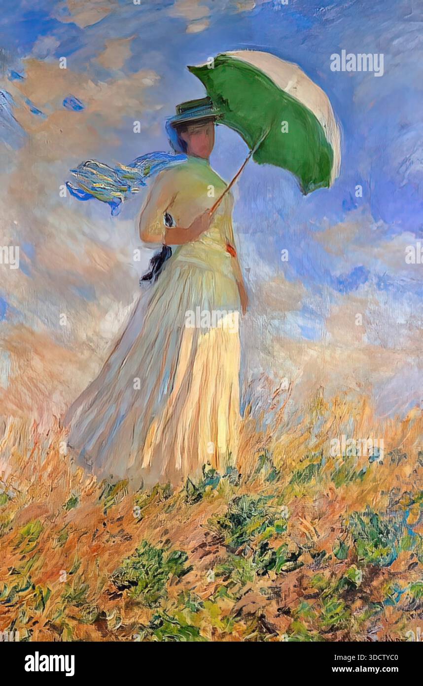 Claude Monet woman with parasol facing right 1886 oil on canvas ...