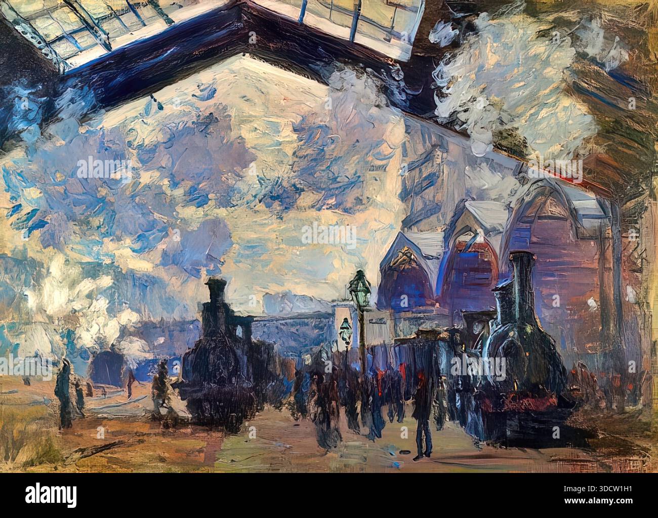 Claude Monet Gare Saint-Lazare 1877 oil on canvas lively impressionist ...
