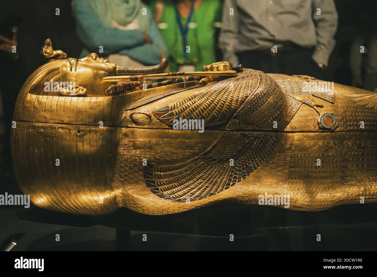 Gold coffin at the Tutankhamun Hall at the Grand Egyptian Museum Stock ...
