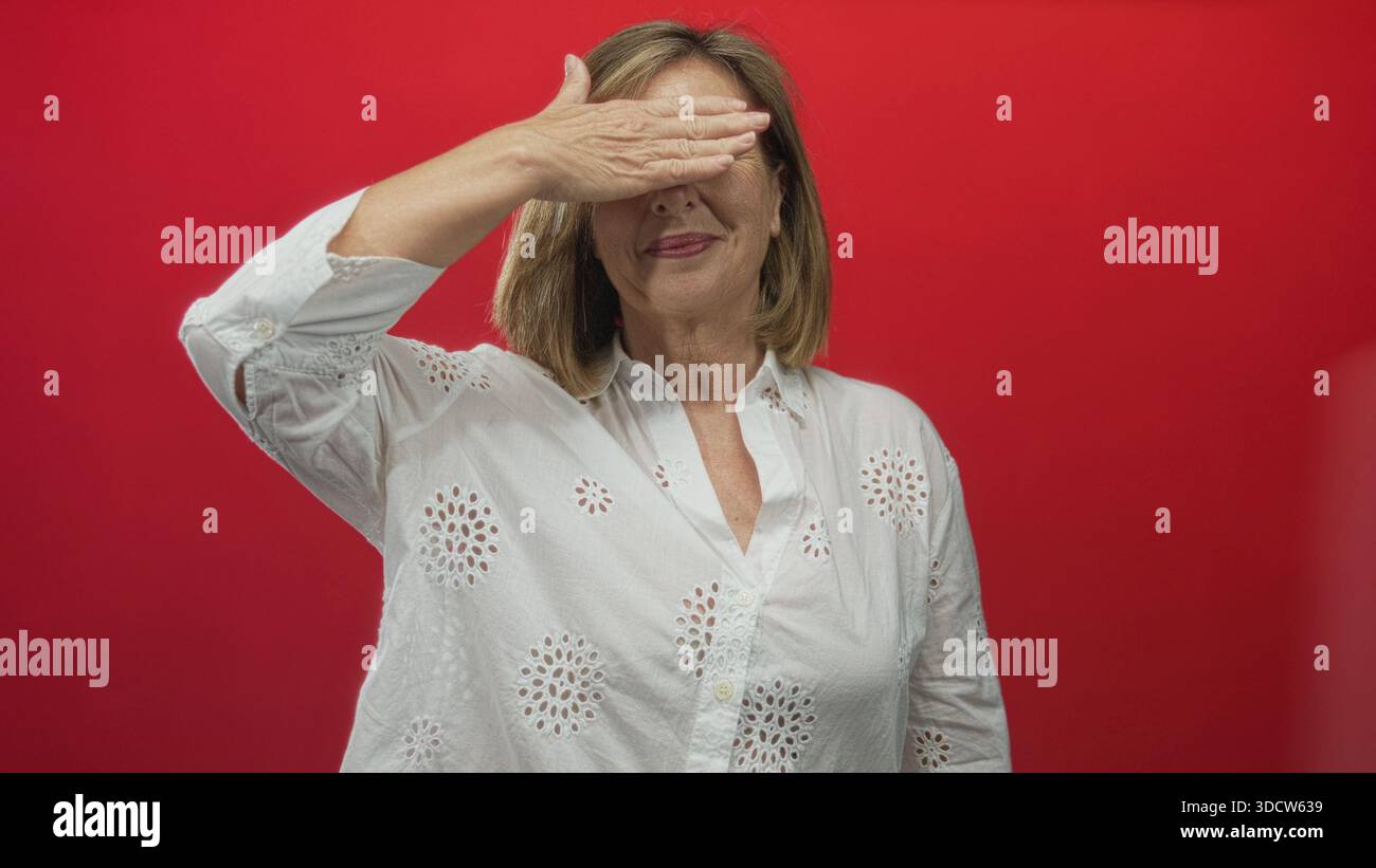 Woman covers eyes right hi-res stock photography and images - Alamy