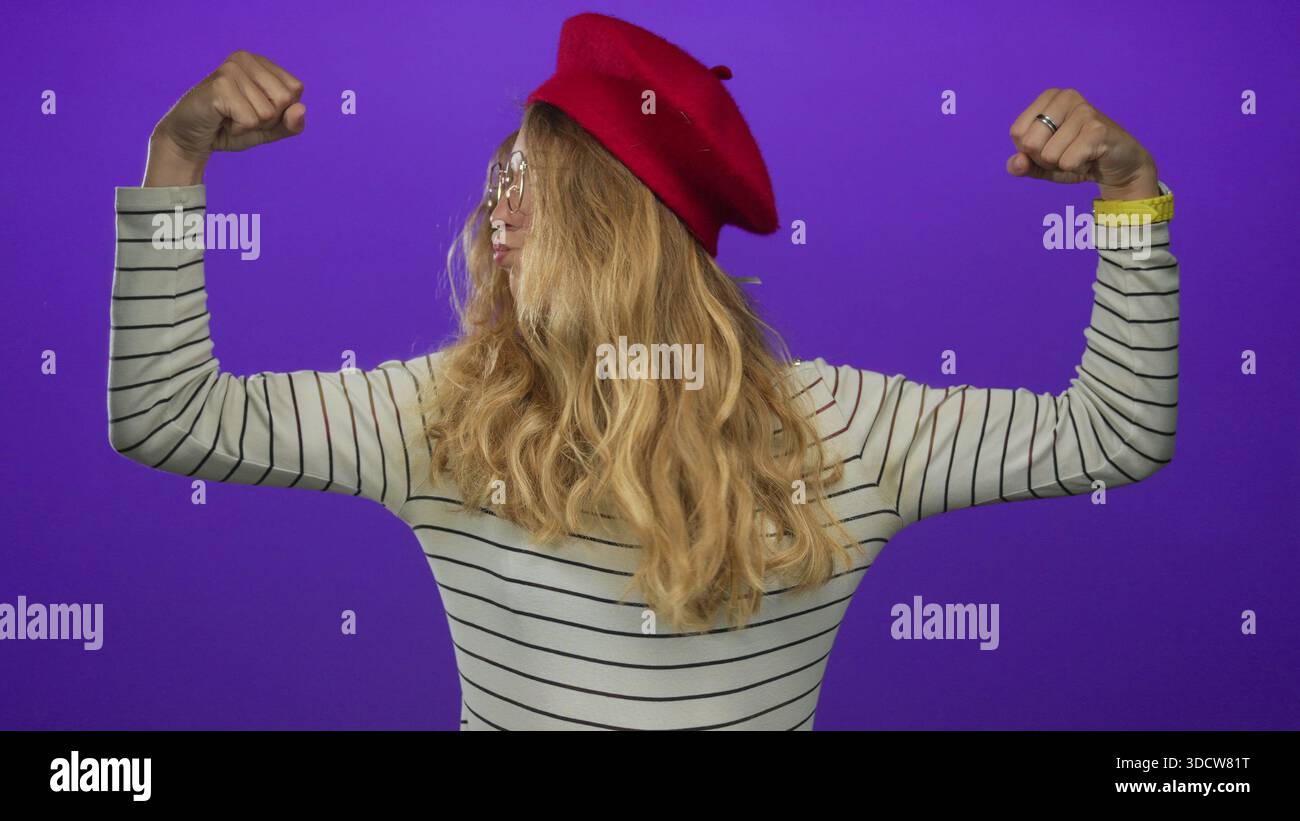 Woman raises arms flex hi-res stock photography and images - Alamy