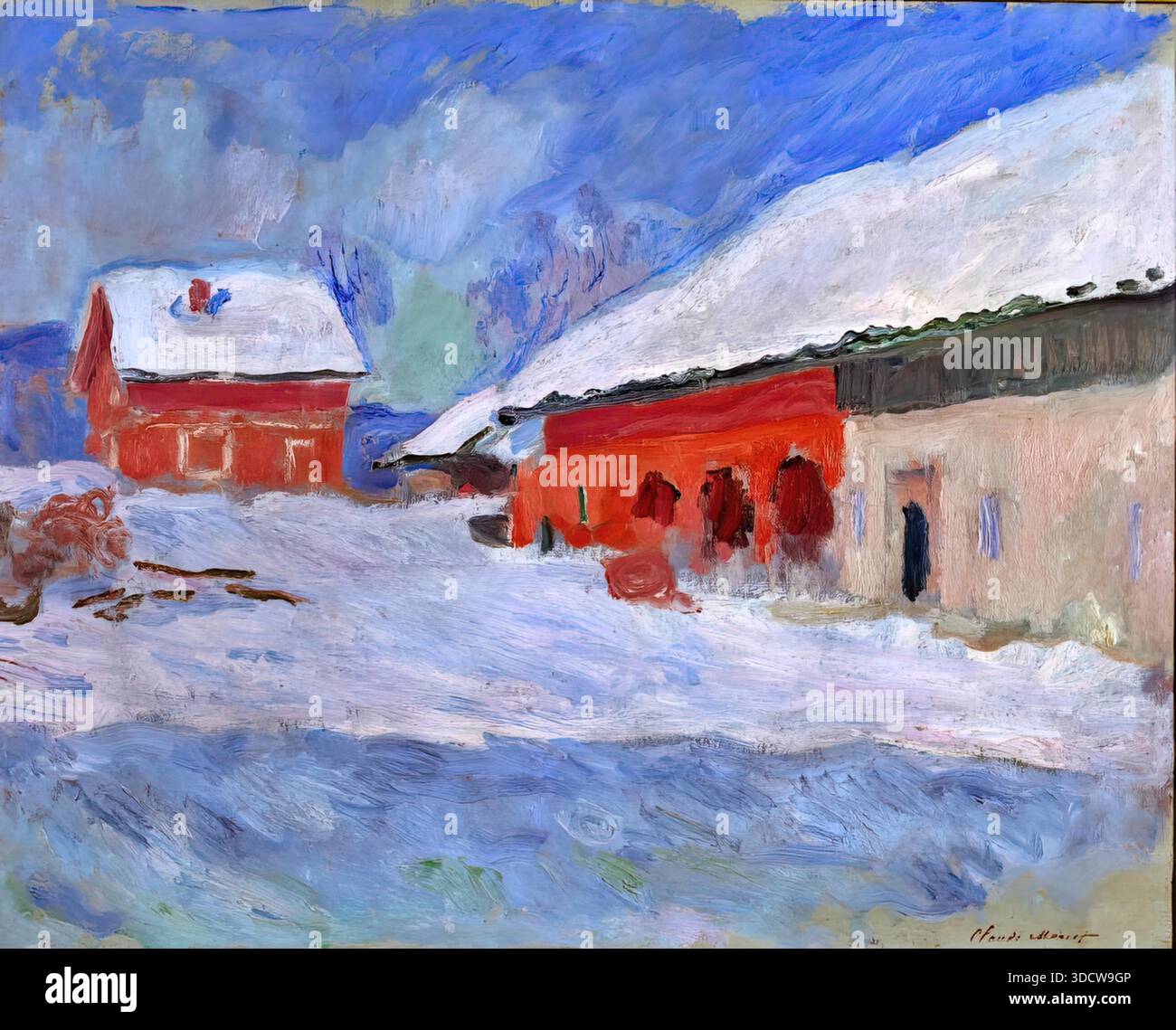 Monet houses snow norway 1895 Stock Vector Images - Alamy