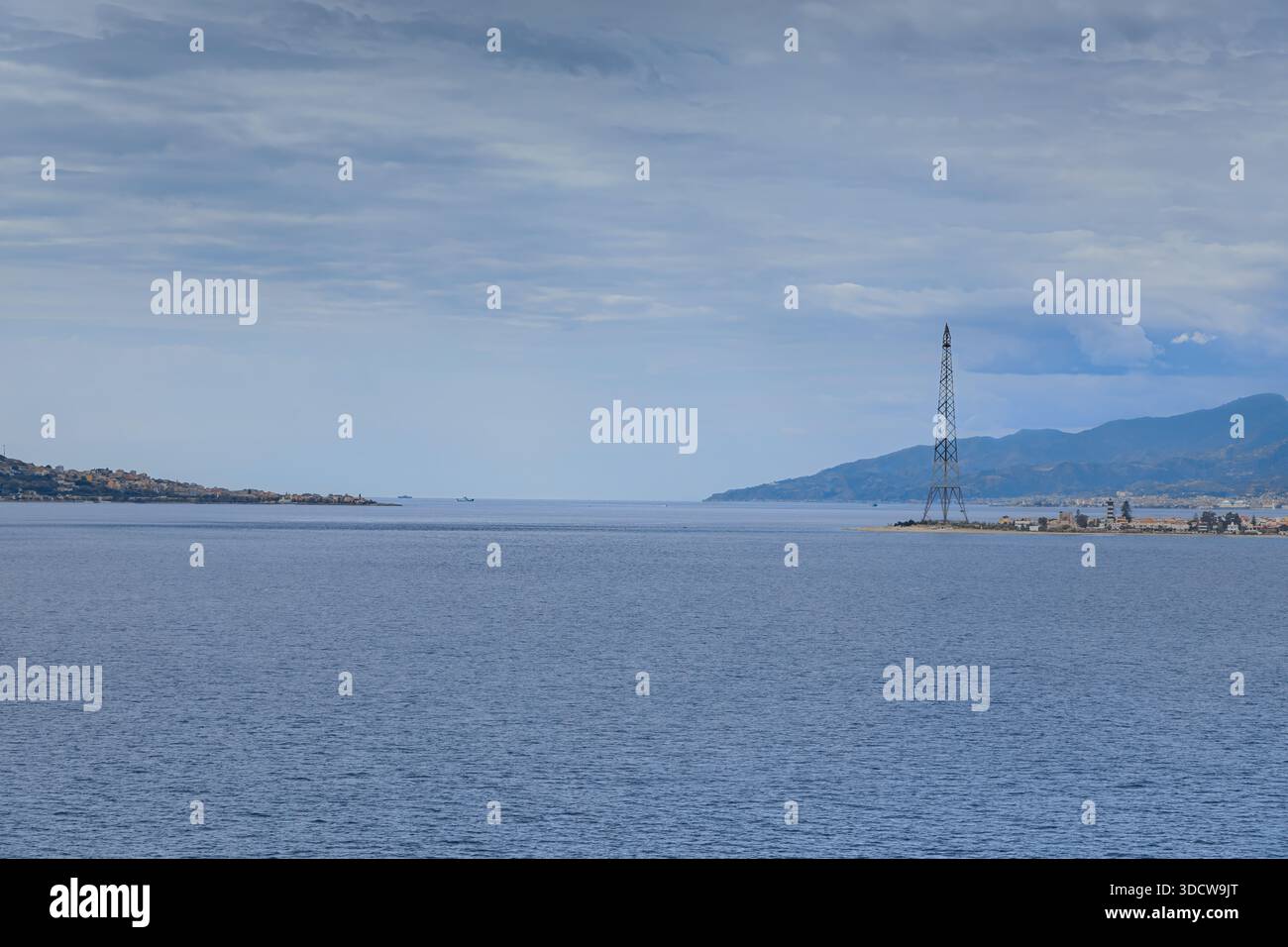 Glimpse of the Strait of Messina southern Italy: view of the Faro Point ...