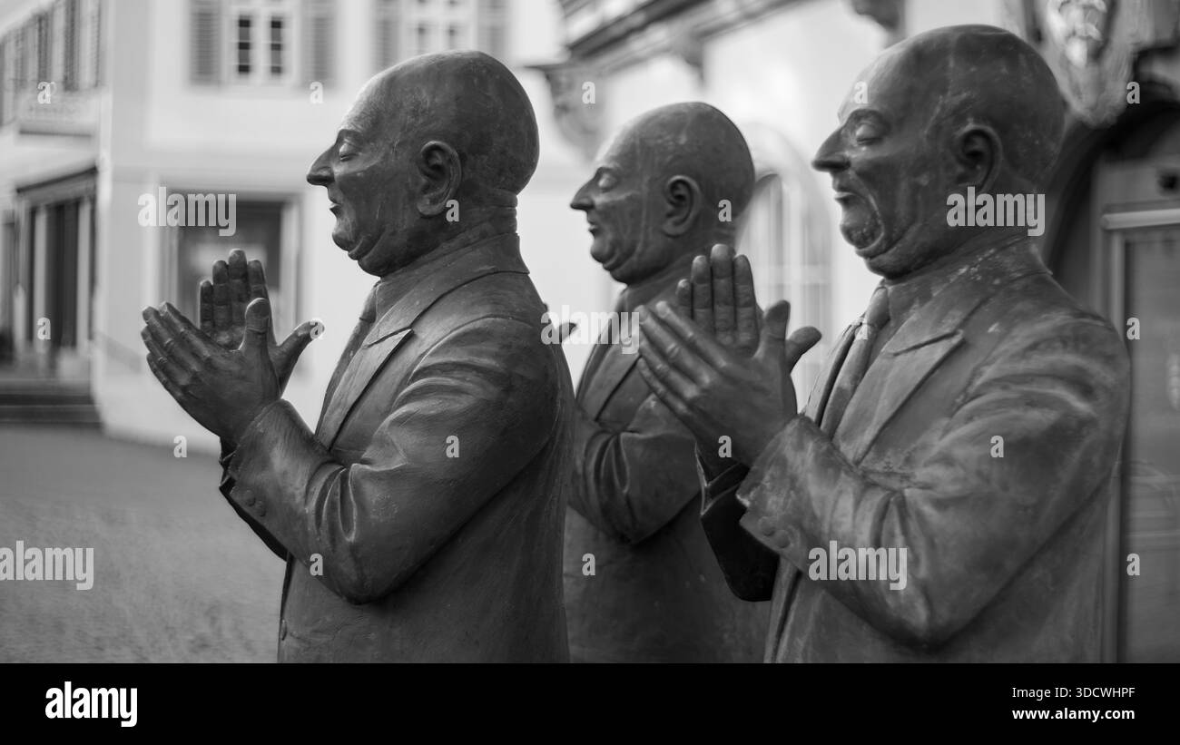 Statue or statues of three religious figures Black and White Stock ...