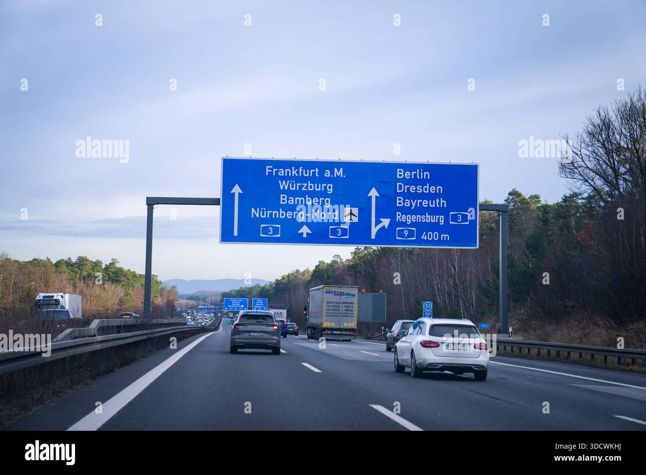 Bayern, Deutschland, Europa, Autobahn A3, Autobahn A9, Autobahnkreuz ...