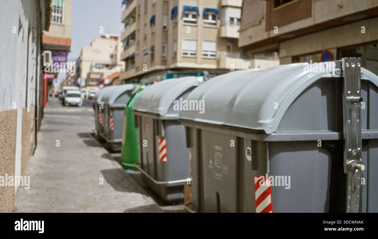 Row defocused recycling bins hi-res stock photography and images - Alamy