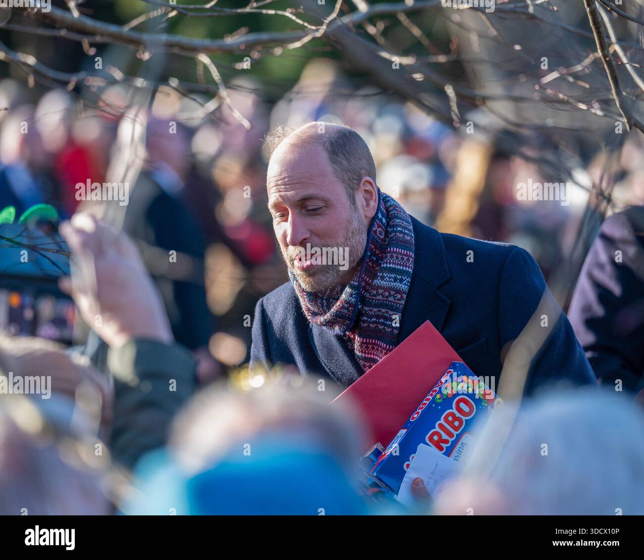 25 Dec 2025. Sandringham, Norfolk UK. William, Prince of Wales greets ...