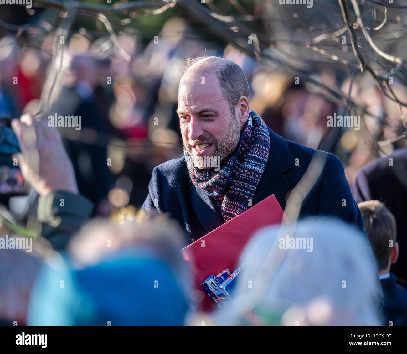 25 Dec 2025. Sandringham, Norfolk UK. William, Prince of Wales greets ...
