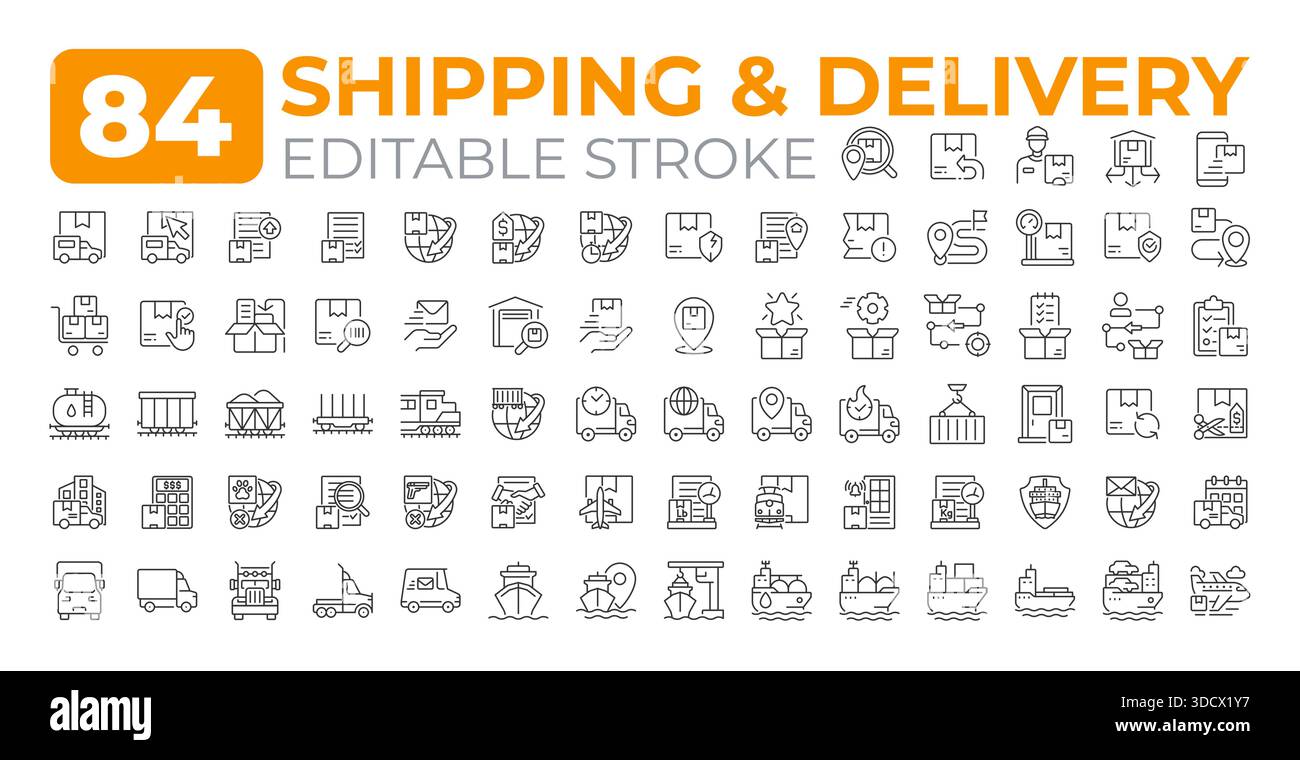 Shipping line icons signs Stock Vector Images - Alamy