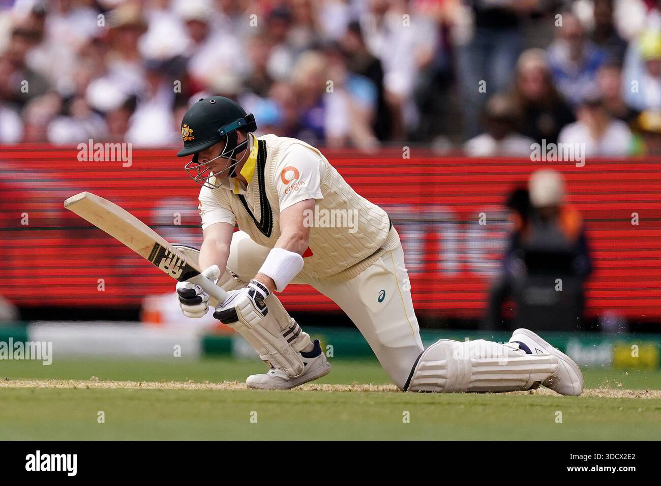 Australia's Steve Smith falls over while batting on day one of the ...