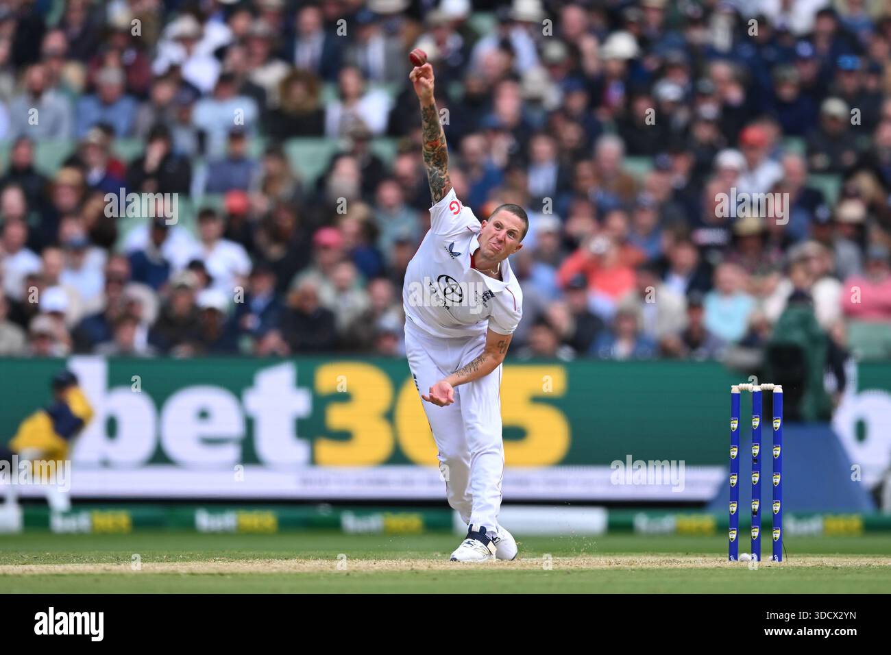 Brydon Carse of England bowls during Day 1 of the Fourth Men’s Ashes ...