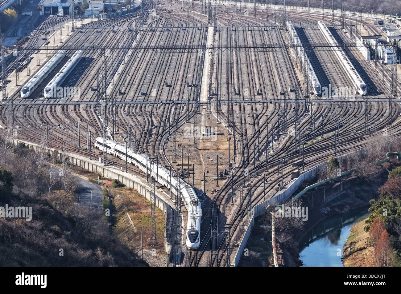 NANJING, CHINA - DECEMBER 26, 2025 - A high-speed train departs from ...
