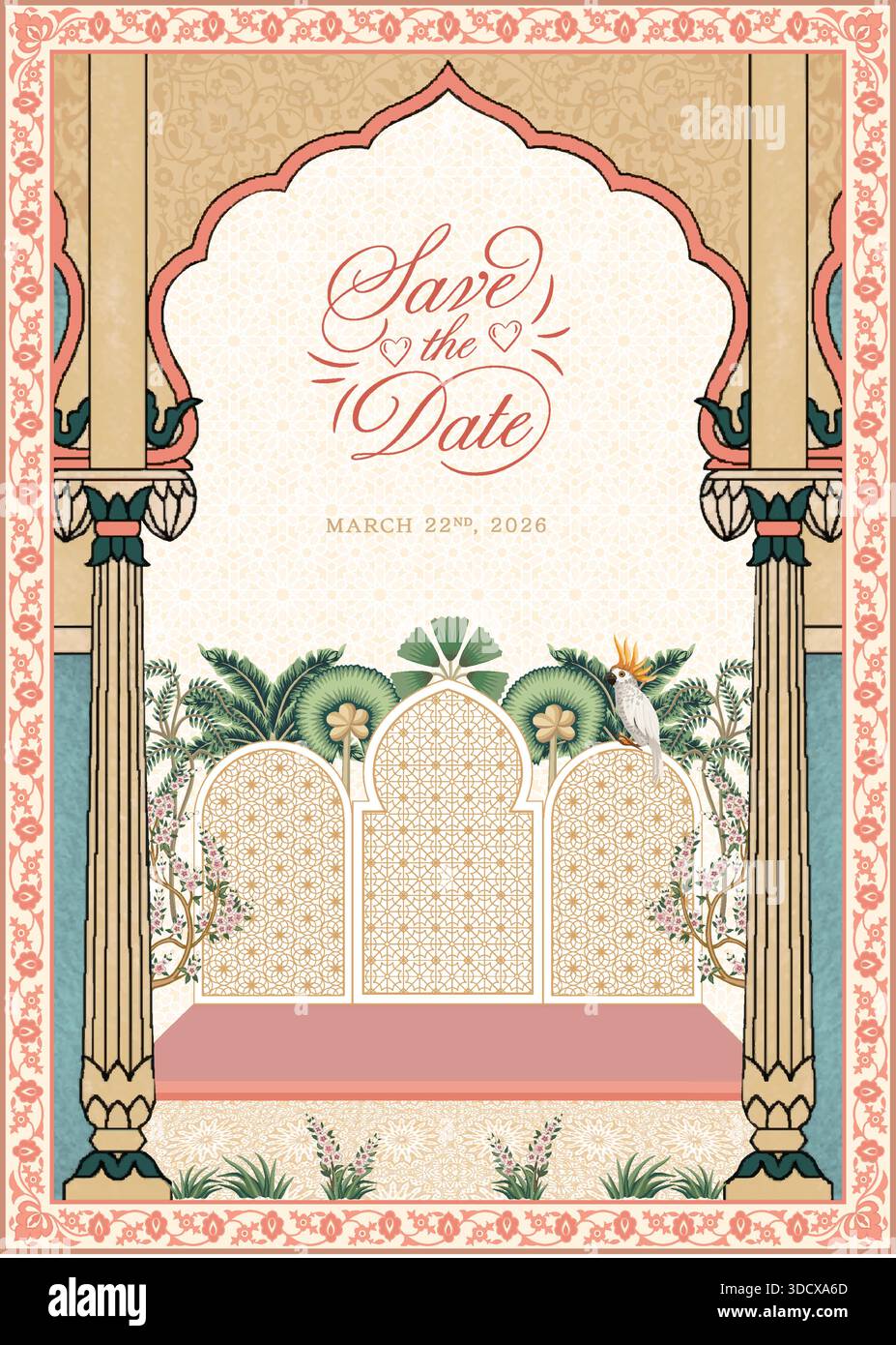 Traditional mughal wedding invitation Stock Vector Images - Alamy