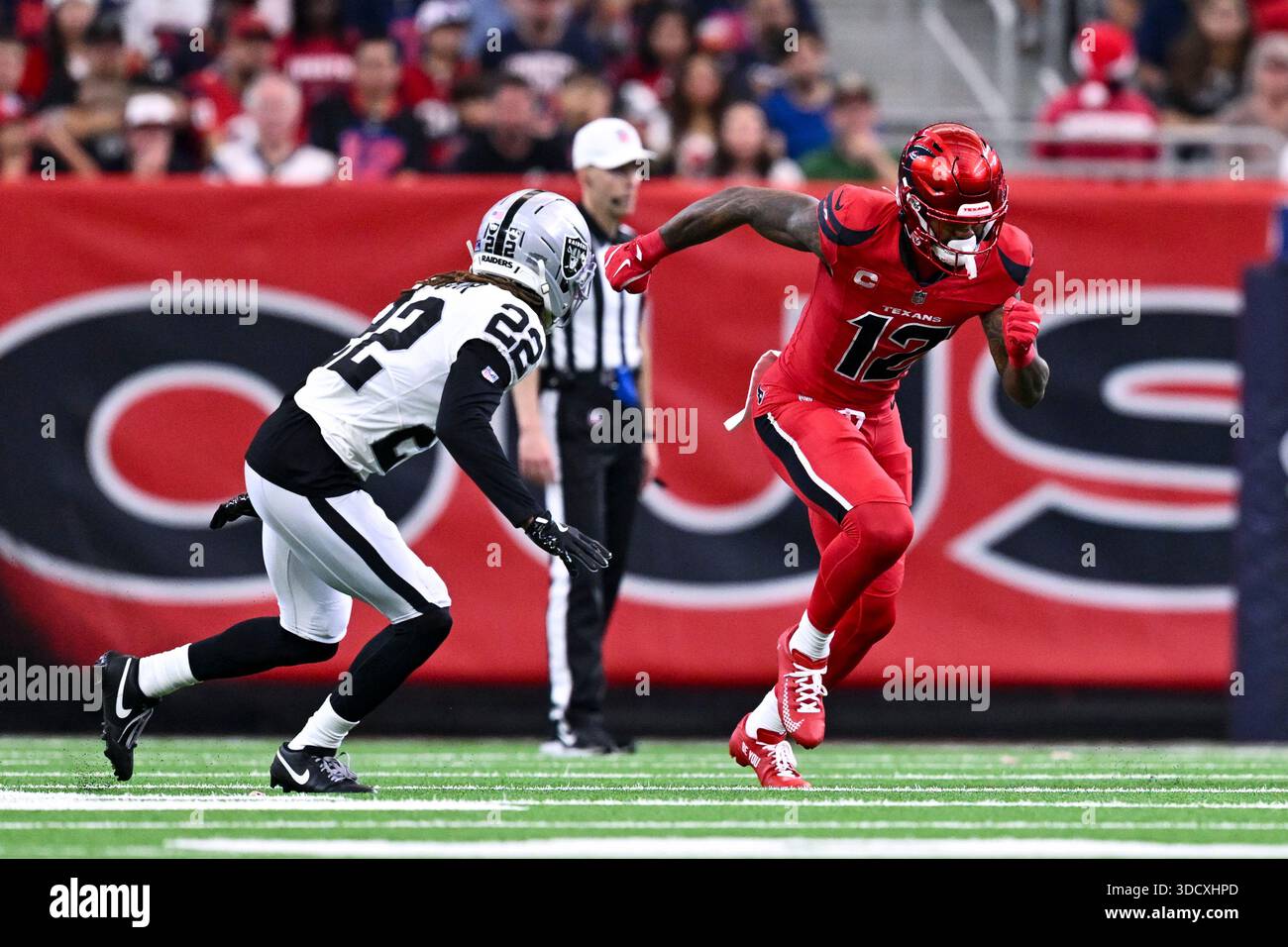 Houston Texans wide receiver Nico Collins (12) runs a route during an ...
