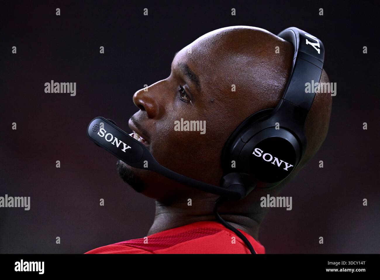 A Sony headset worn by Houston Texans head coach DeMeco Ryans during an ...