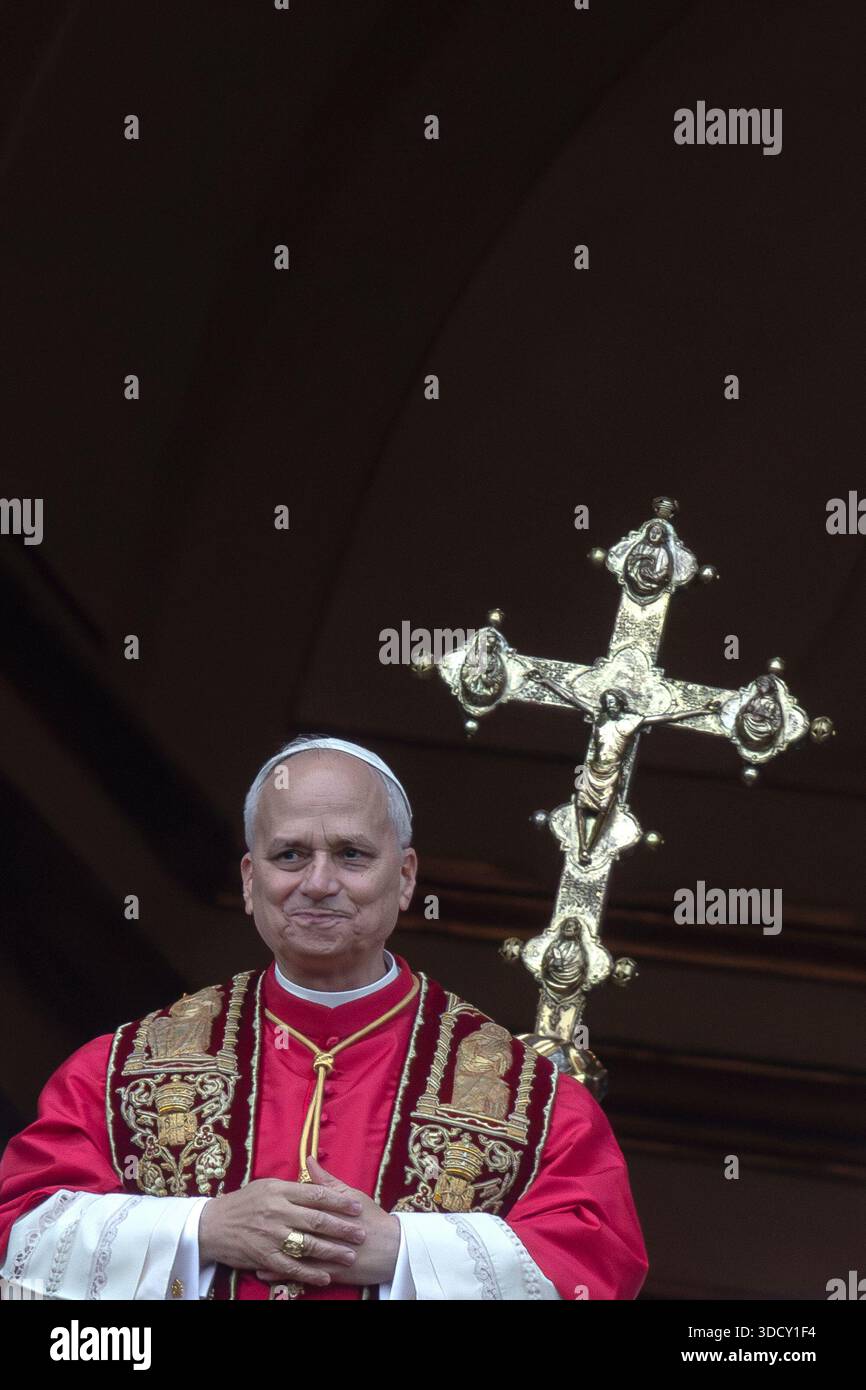 Pope Leo XIV seen delivering the Christmas Urbi et Orbi blessing to the ...
