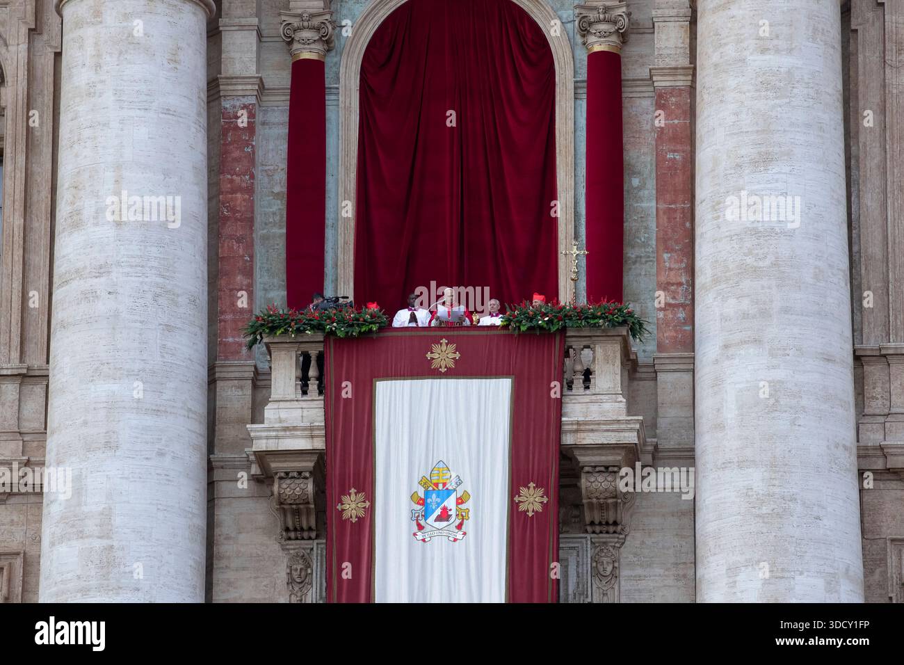 Pope Leo XIV seen delivering the Christmas Urbi et Orbi blessing to the ...