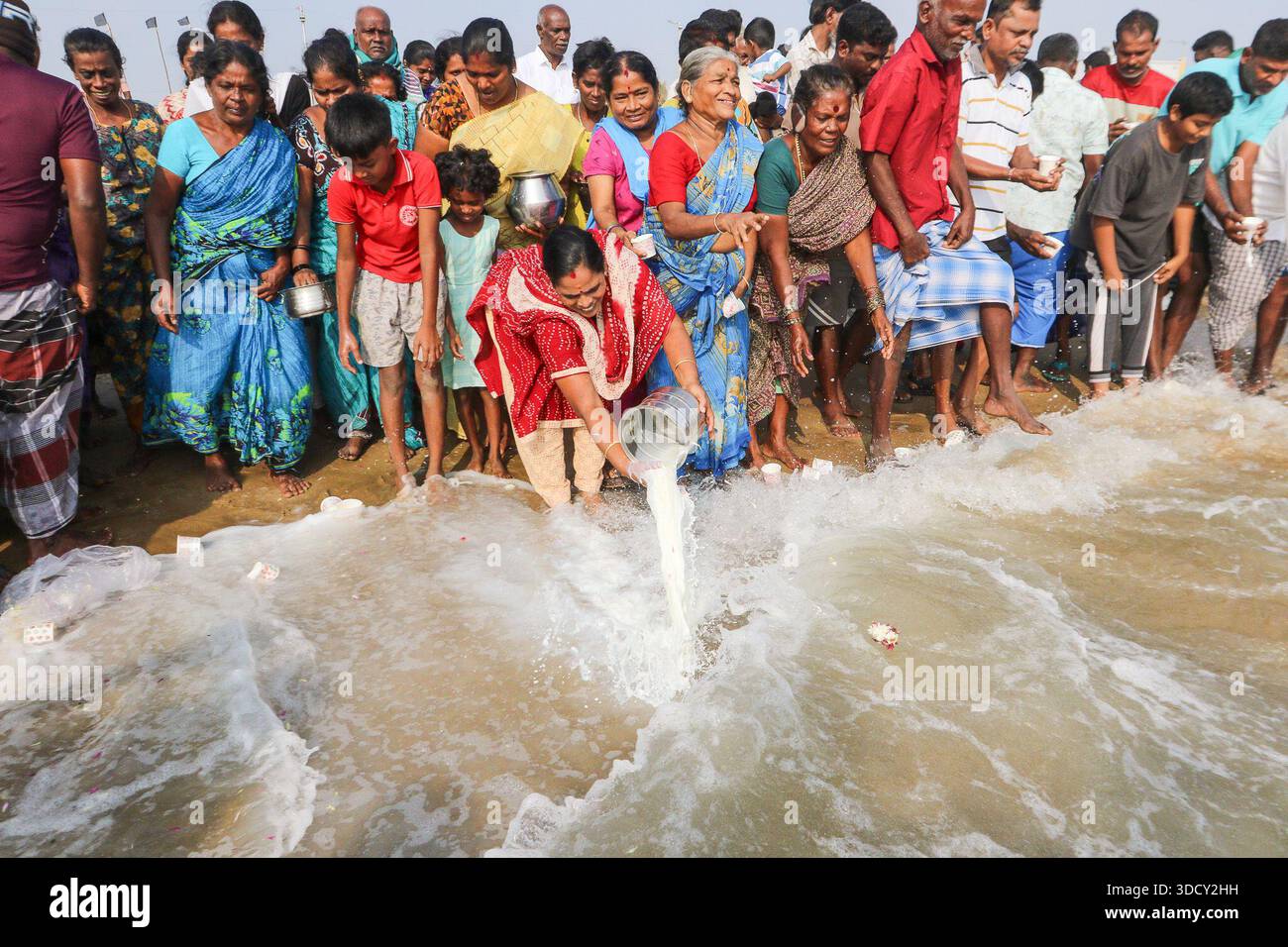 “In silent remembrance — people gather at Pattinapakkam beach, Chennai ...