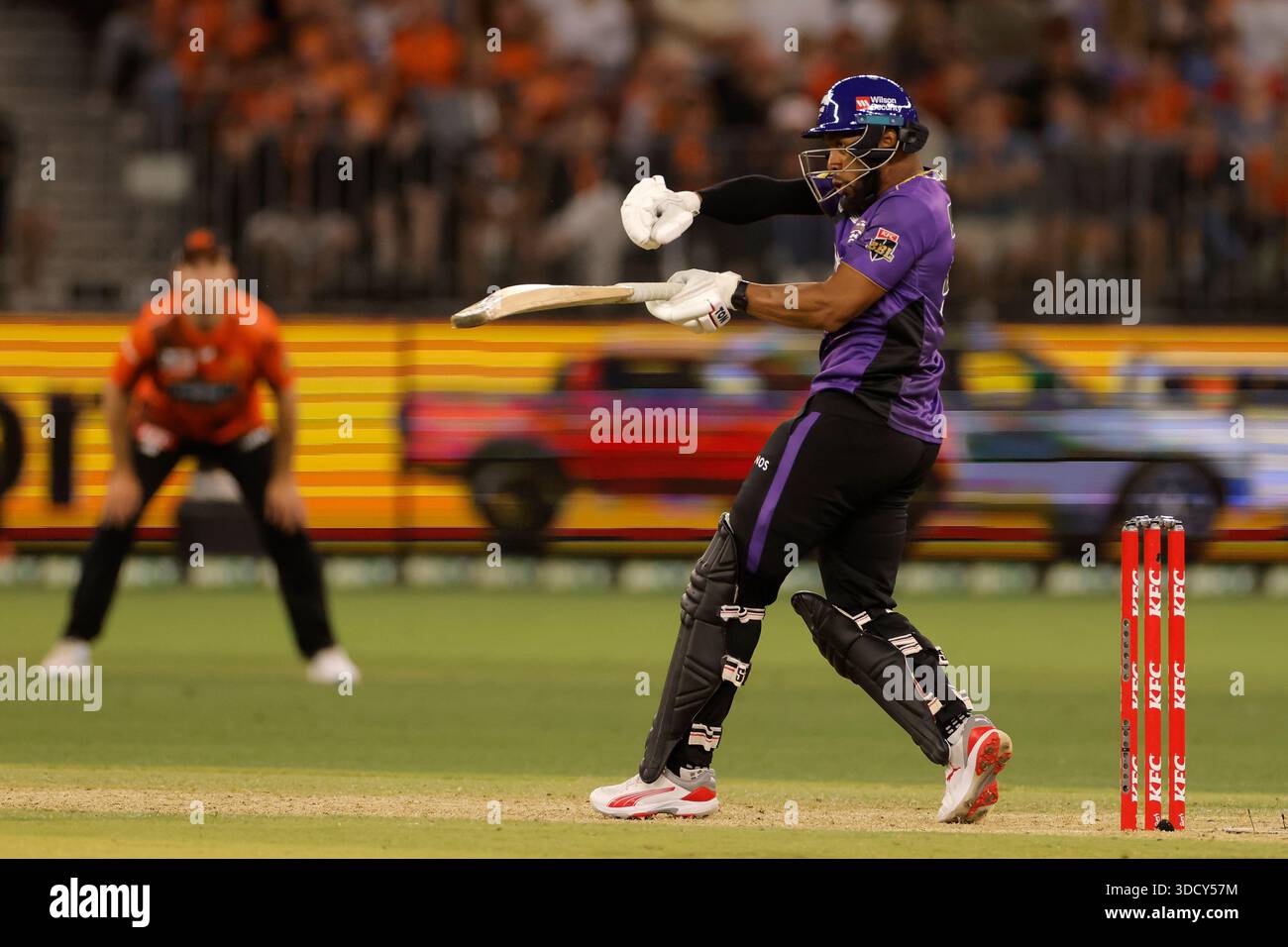 Chris Jordan of the Hurricanes bats during the BBL match between the ...