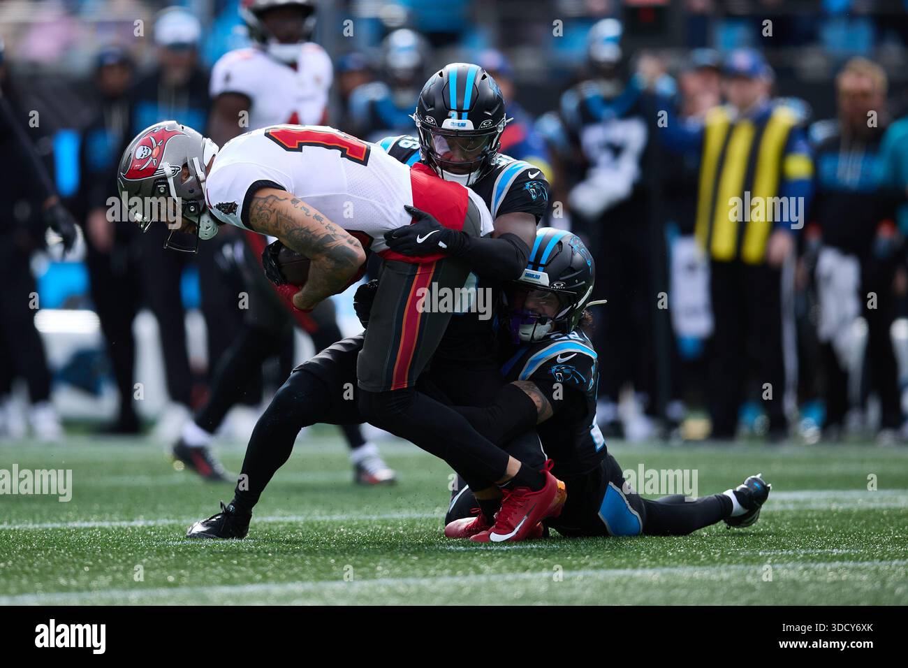 Tampa Bay Buccaneers wide receiver Mike Evans (13) is tackled by ...