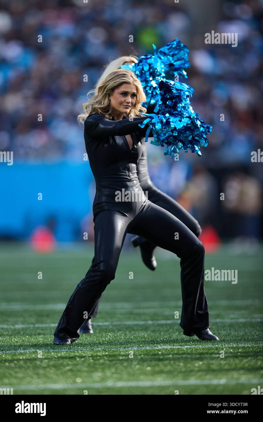 A member of the Top Cats entertains the crowd during an NFL football ...