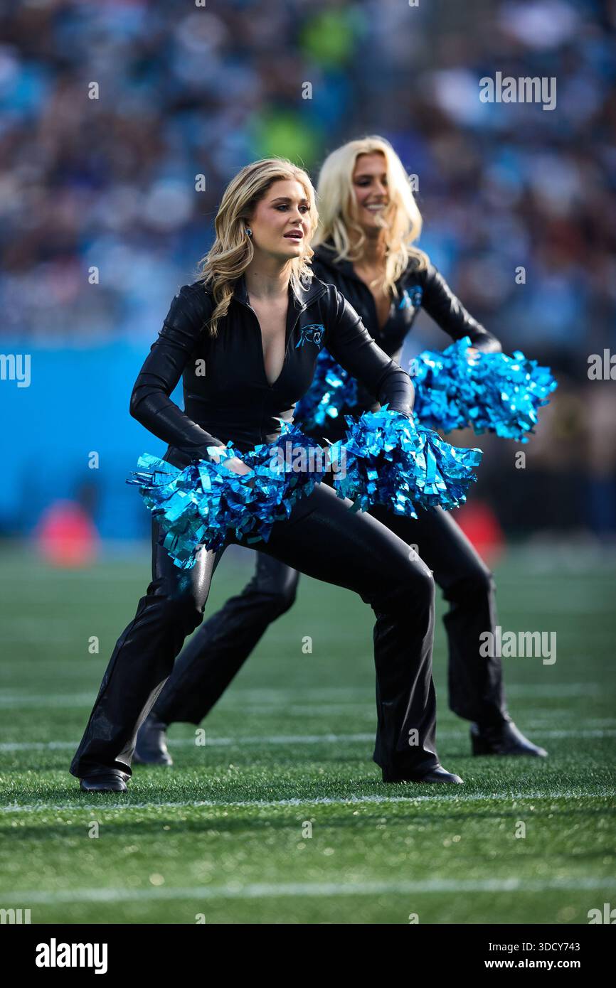 A member of the Top Cats entertains the crowd during an NFL football ...