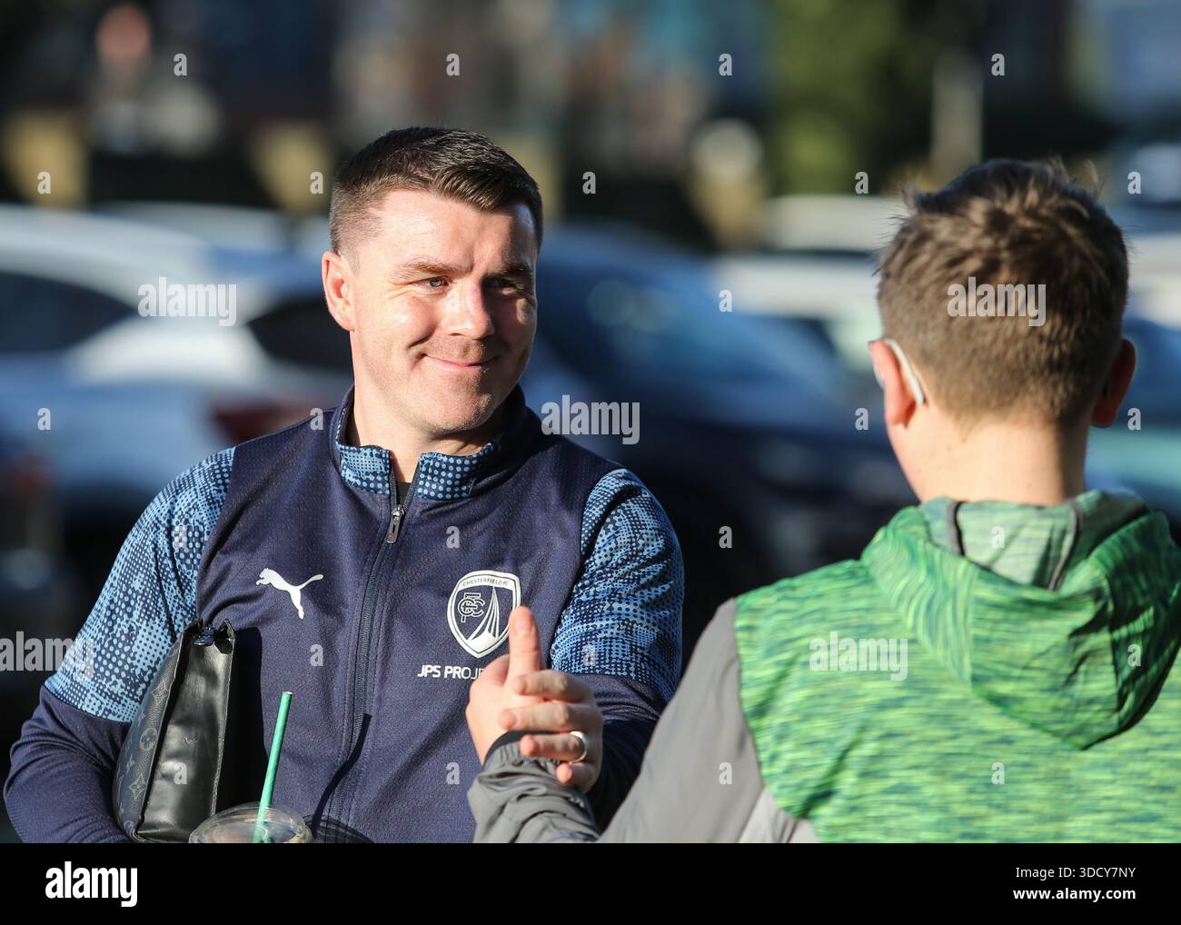 John Fleck of Chesterfield arrives ahead of the Sky Bet League 2 match ...
