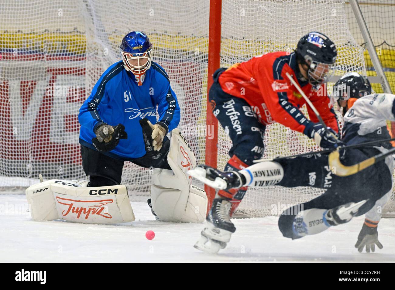 EDSBYN, SWEDEN 20251226Edsbyns goalkeeper Henrik Karlström saves during ...