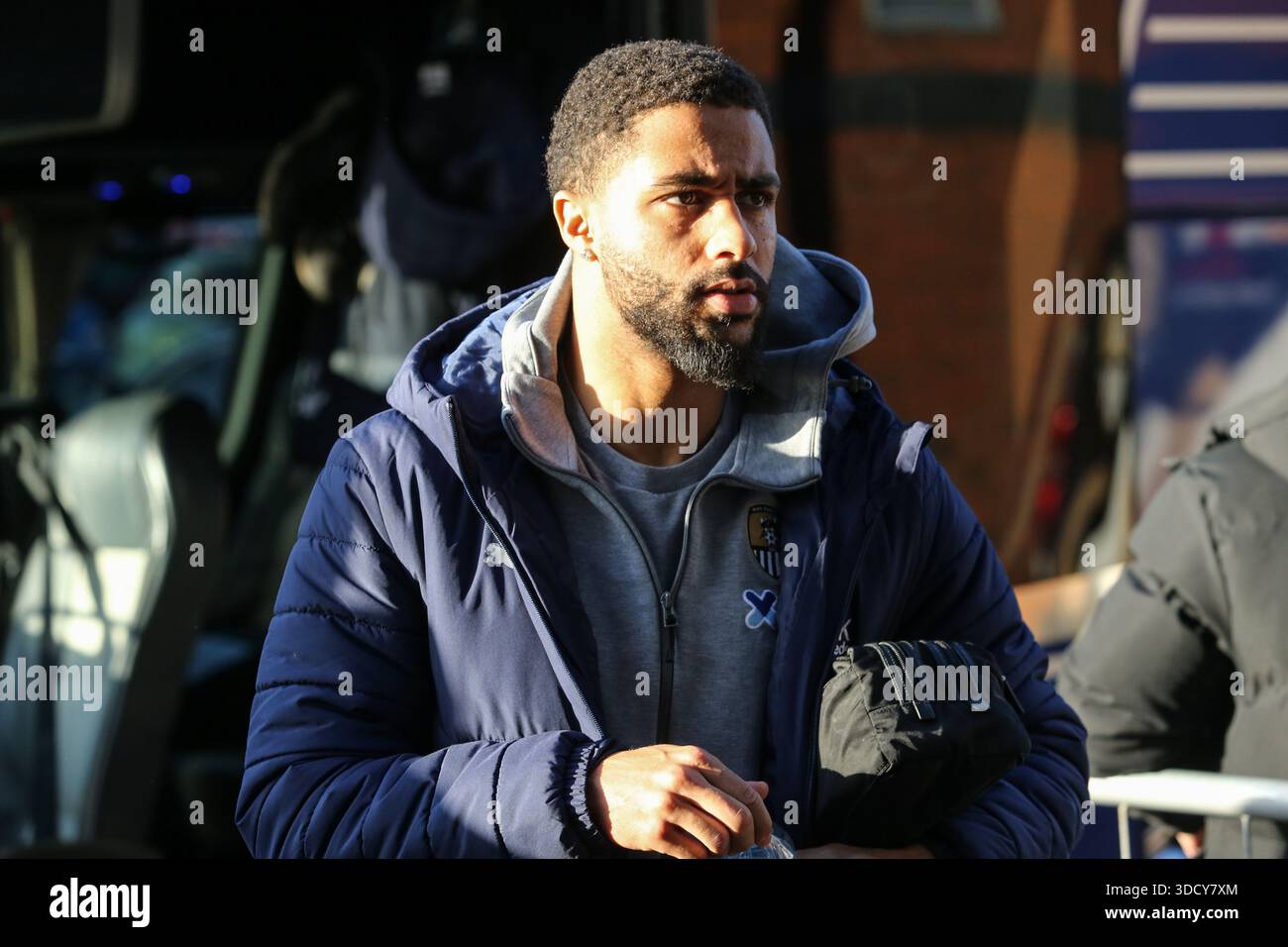 Keanan Bennetts of Notts County arrives ahead of during the Sky Bet ...