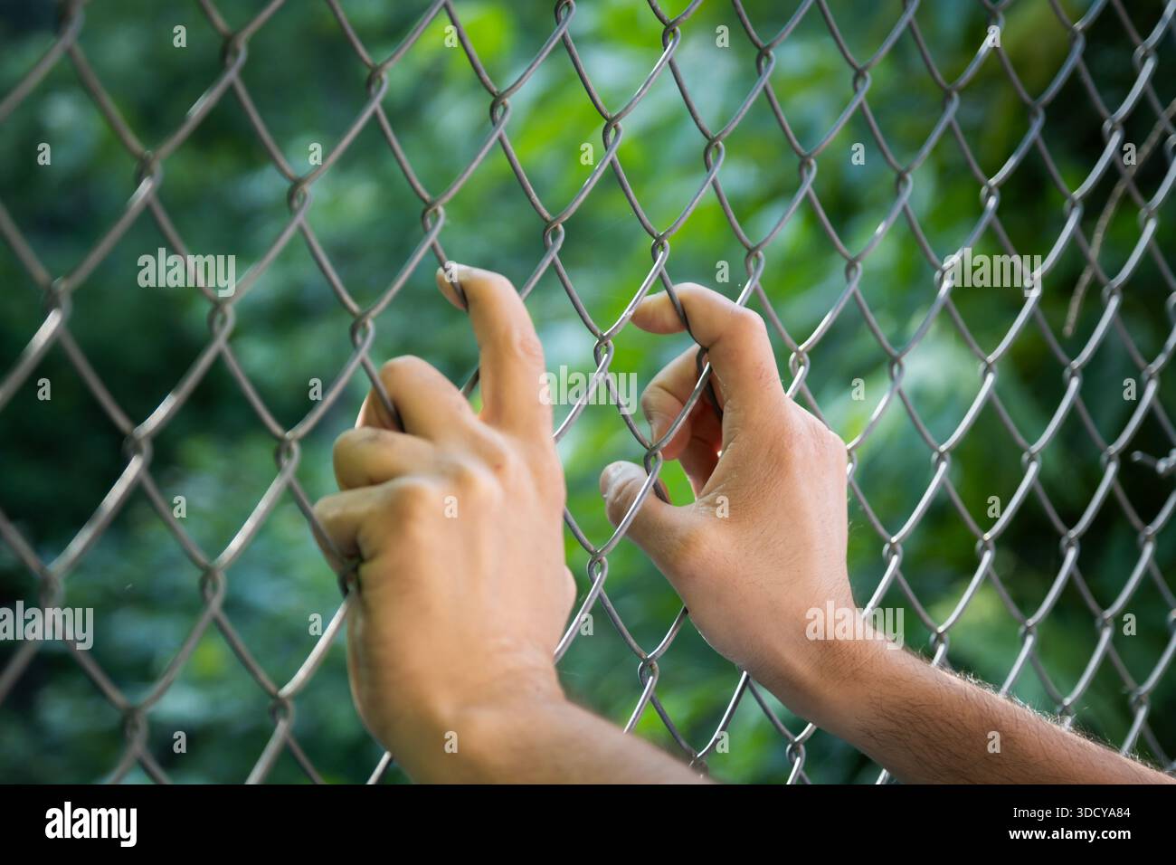 Human hands gripping wire hi-res stock photography and images - Alamy